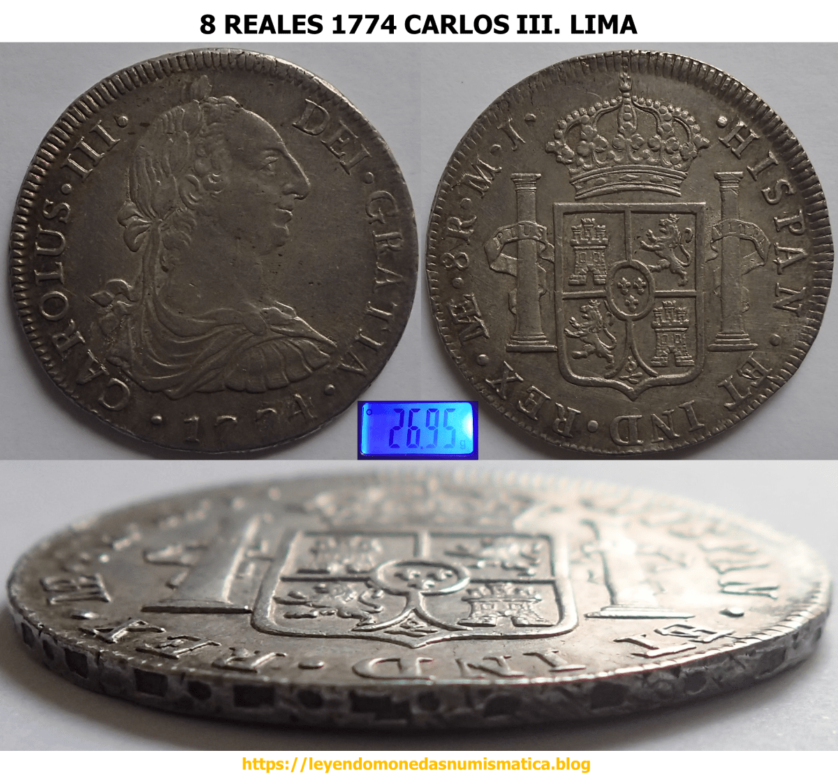 8 REALES 1774 CARLOS III. LIMA. LA PLANITUD DE LA ACUÑACIÓN A VOLANTE ...