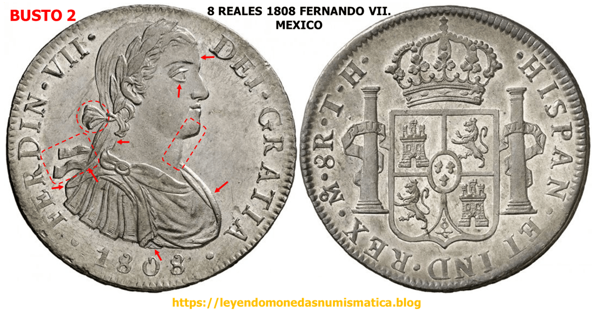 8 REALES FERNANDO VII. MEXICO. BUSTO IMAGINARIO. – LEYENDO MONEDAS ...