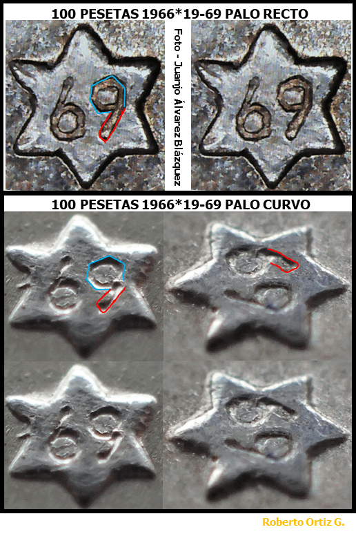 100 PESETAS 1966*(19-69). ¿El 9 del Palo recto y el 9 del Palo Curvo ...