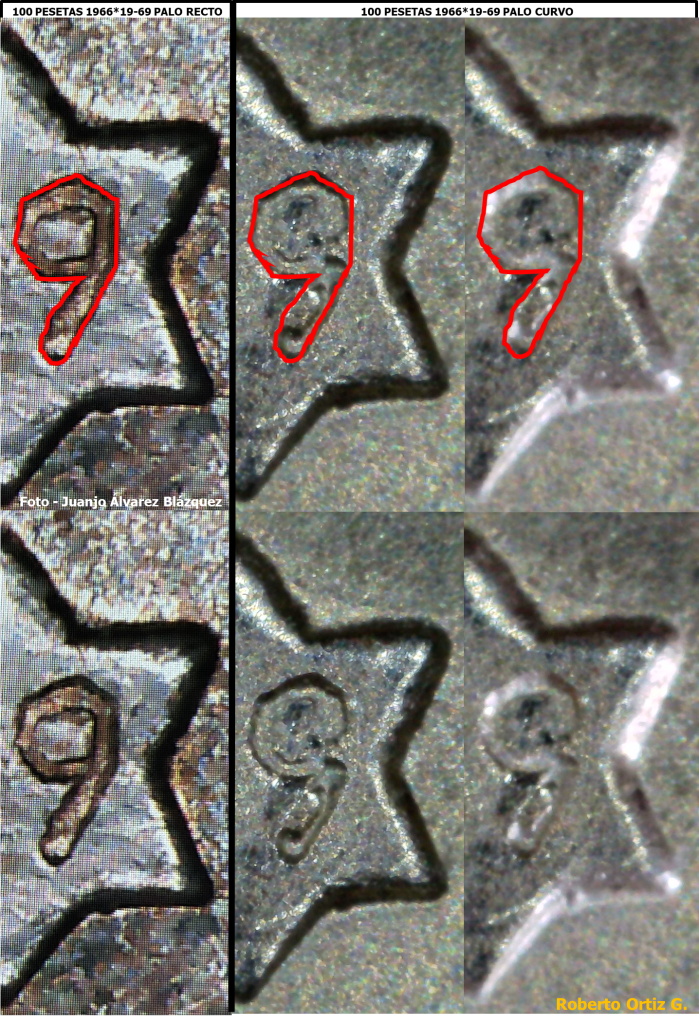 100 PESETAS 1966*(19-69). ¿El 9 del Palo recto y el 9 del Palo Curvo ...